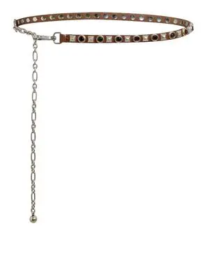Etro Leather Belt With Jewel Studs - Brown