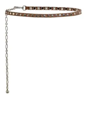 Etro Leather Belt With Jewel Studs