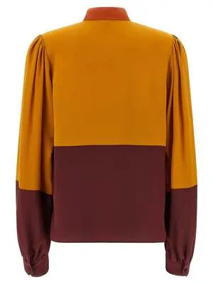 Saint Laurent Color-block Silk Blouse - Multicolor