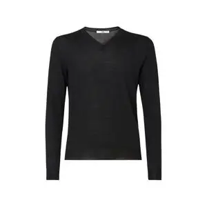Fendi V-neck Slim Fit Wool Jumper - Black