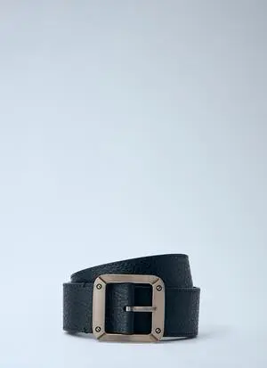 Acne Studios Textured Reversible Leather Belt - Black