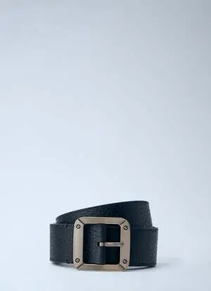 Acne Studios Textured Reversible Leather Belt - Black