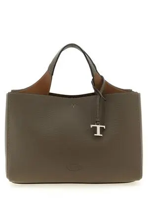 TOD'S Small Leather Bucket Bag - Gray