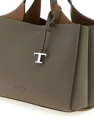 TOD'S Small Leather Bucket Bag - Gray