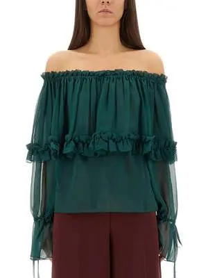 Saint Laurent Blue In Silk - Green