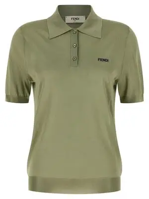 Fendi Shiny Viscose Polo Shirt - Green