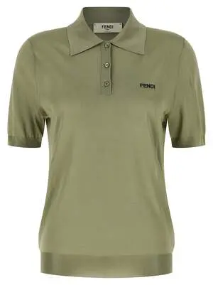 Fendi Shiny Viscose Polo Shirt - Green