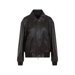 Prada Leather Bomber Jacket - Brown