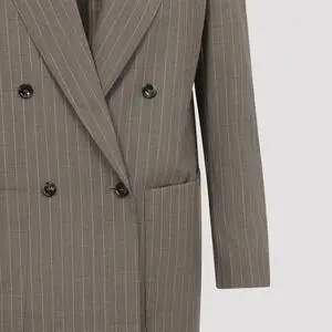 Max Mara Acciaio Pinstripe Virgin Wool Jacket - Multicolor