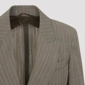 Max Mara Acciaio Pinstripe Virgin Wool Jacket - Multicolor