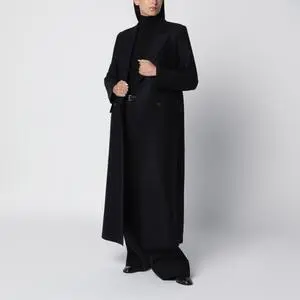Harris Wharf London Long Double-breasted Wool Coat - Black
