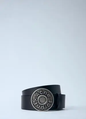Acne Studios Logo Buckle Leather Belt - Black