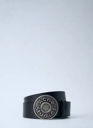Acne Studios Logo Buckle Leather Belt - Black