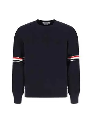 Thom Browne Cotton Crewneck Sweater - Blue