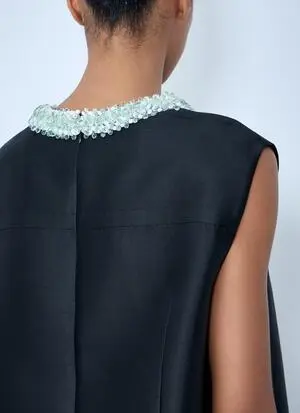 Prada Embellished Neckline Sleeveless Dress - Black