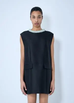 Prada Embellished Neckline Sleeveless Dress - Black
