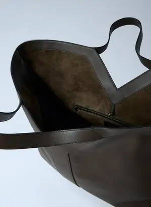 Saint Laurent Large Y-shaped Leather Tote Bag - Brown
