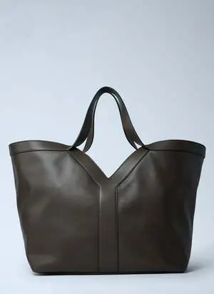 Saint Laurent Large Y-shaped Leather Tote Bag - Brown