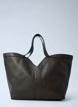 Saint Laurent Large Y-shaped Leather Tote Bag - Brown