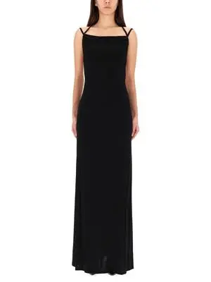MARINE SERRE Long Jersey Dress - Black