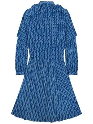 Balenciaga Printed Midi Dress - Blue