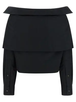 Balenciaga Crop Shirt Off The Shoulder - Black