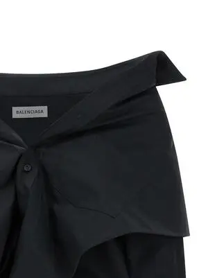 Balenciaga Crop Shirt Off The Shoulder - Black