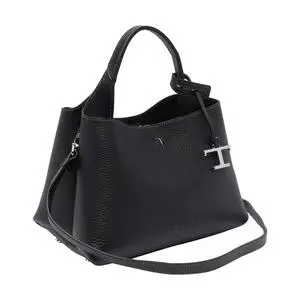 TOD'S Micro Leather Handbag With T Timeless Logo - Black