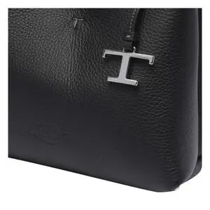 TOD'S Micro Leather Handbag With T Timeless Logo - Black