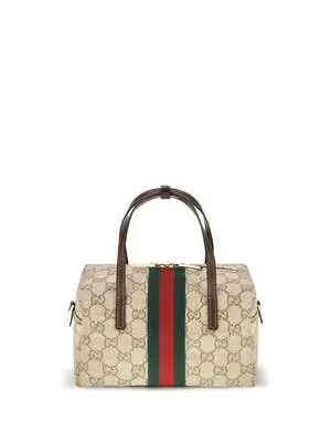 Gucci Mini Boston Handbag With Web Stripe - Cream