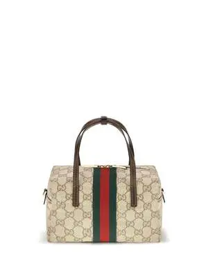 Gucci Mini Boston Handbag With Web Stripe - Cream