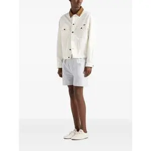 Prada Denim And Leather Collar Hybrid Jacket