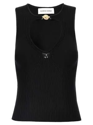 MARINE SERRE Ribbed Knit Top - Black