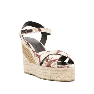 Missoni Woven Platform Wedge Sandals - Cream