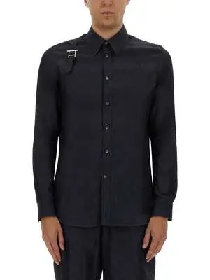 Alexander McQueen Harness Shirt With T Buckle - Blue