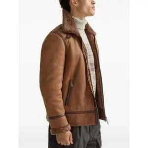 Brunello Cucinelli Leather Shearling Jacket