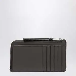 Loewe Puzzle Coin Purse With Card Holder In Dark Grey Leather - Gray