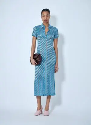 Dries Van Noten Striped Midi Shirt Dress - Blue