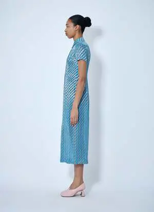 Dries Van Noten Striped Midi Shirt Dress - Blue