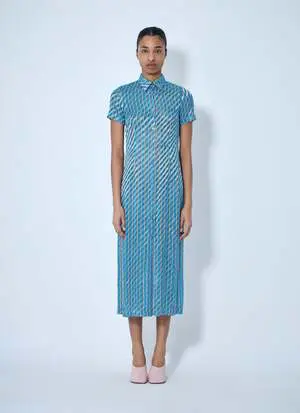 Dries Van Noten Striped Midi Shirt Dress - Blue