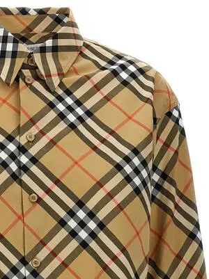 Burberry Check Print Cotton Shirt - Cream