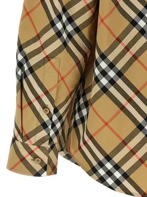 Burberry Check Print Cotton Shirt - Cream