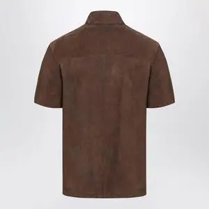 Loewe Short-sleeved Shirt In Dark Suede Goatskin