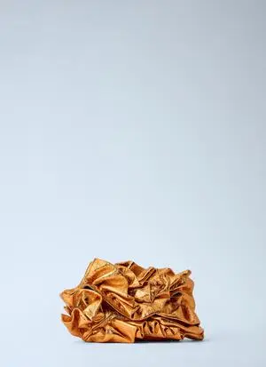 Dries Van Noten Dries Van Noten Women Ruffled Crinkled Leather Clutch Bag Gold