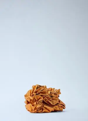 Dries Van Noten Ruffled Crinkled Leather Clutch Bag - Gold