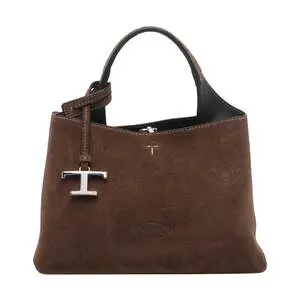 TOD'S Micro Leather Handbag With T Timeless Charm - Brown