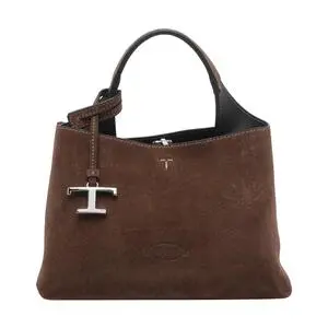 TOD'S Micro Leather Handbag With T Timeless Charm - Brown
