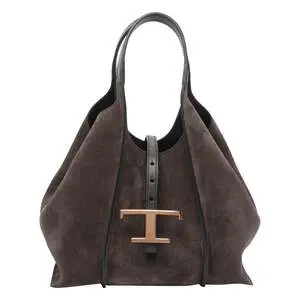 TOD'S Suede T Timeless Shopping Bag - Brown