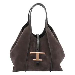 TOD'S Suede T Timeless Shopping Bag - Brown