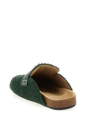 JW Anderson Felt Loafer Mules - Green